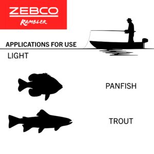 Zebco Kids Rambler Spincast Reel and Fishing Rod Combo, 5-Foot 3-Inch 2-Piece Fishing Pole, Size 30 Reel, Changeable Right- or Left-Hand Retrieve, Pre-Spooled with 8-Pound Zebco Cajun Line