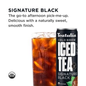 Teatulia Unsweetened Signature Black Organic Iced Tea Cans | 12 Slim 12oz Cans | Still Cold Brewed Sugar-Free Tea Caffeinated