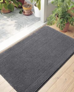 dexi door mat entryway doormat front entrance non-slip low profile washable for inside entry 19.5"x31.5",grey