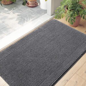 DEXI Door Mat Entryway Doormat Front Entrance Non-Slip Low Profile Washable for Inside Entry 19.5"x31.5",Grey