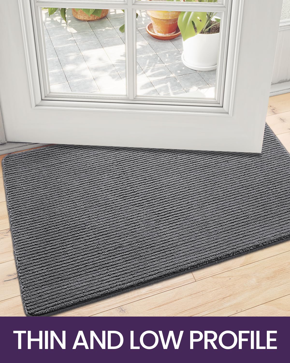 DEXI Door Mat Entryway Doormat Front Entrance Non-Slip Low Profile Washable for Inside Entry 19.5"x31.5",Grey