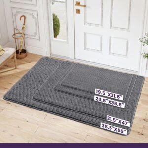 DEXI Door Mat Entryway Doormat Front Entrance Non-Slip Low Profile Washable for Inside Entry 19.5"x31.5",Grey