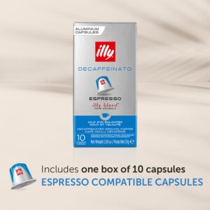 Illy Espresso Compatible Capsules - Single-Serve Coffee Capsules & Pods - Classico Decaf Roast - Notes Of Caramel, Toasted Bread & Chocolate Pods - For Nespresso Coffee Machines – 10 Count