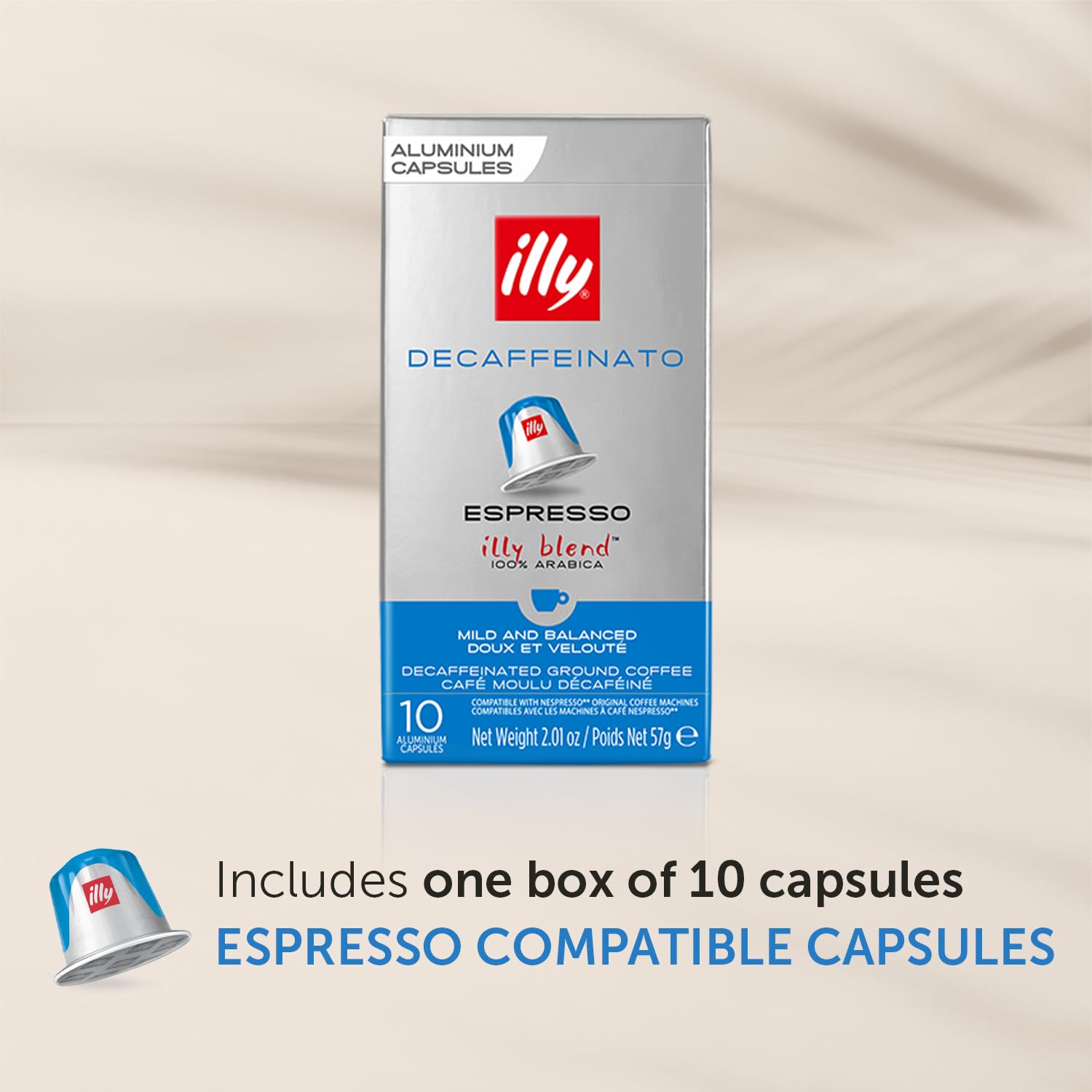 Illy Espresso Compatible Capsules - Single-Serve Coffee Capsules & Pods - Classico Decaf Roast - Notes Of Caramel, Toasted Bread & Chocolate Pods - For Nespresso Coffee Machines – 10 Count