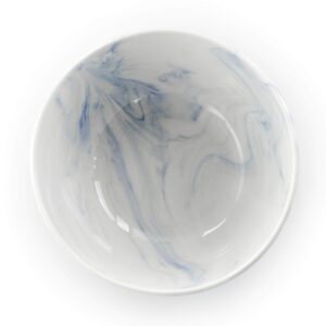 Elama Fine Round Gloss Dinnerware Dish Set, 16 Piece, Blue and White Marble