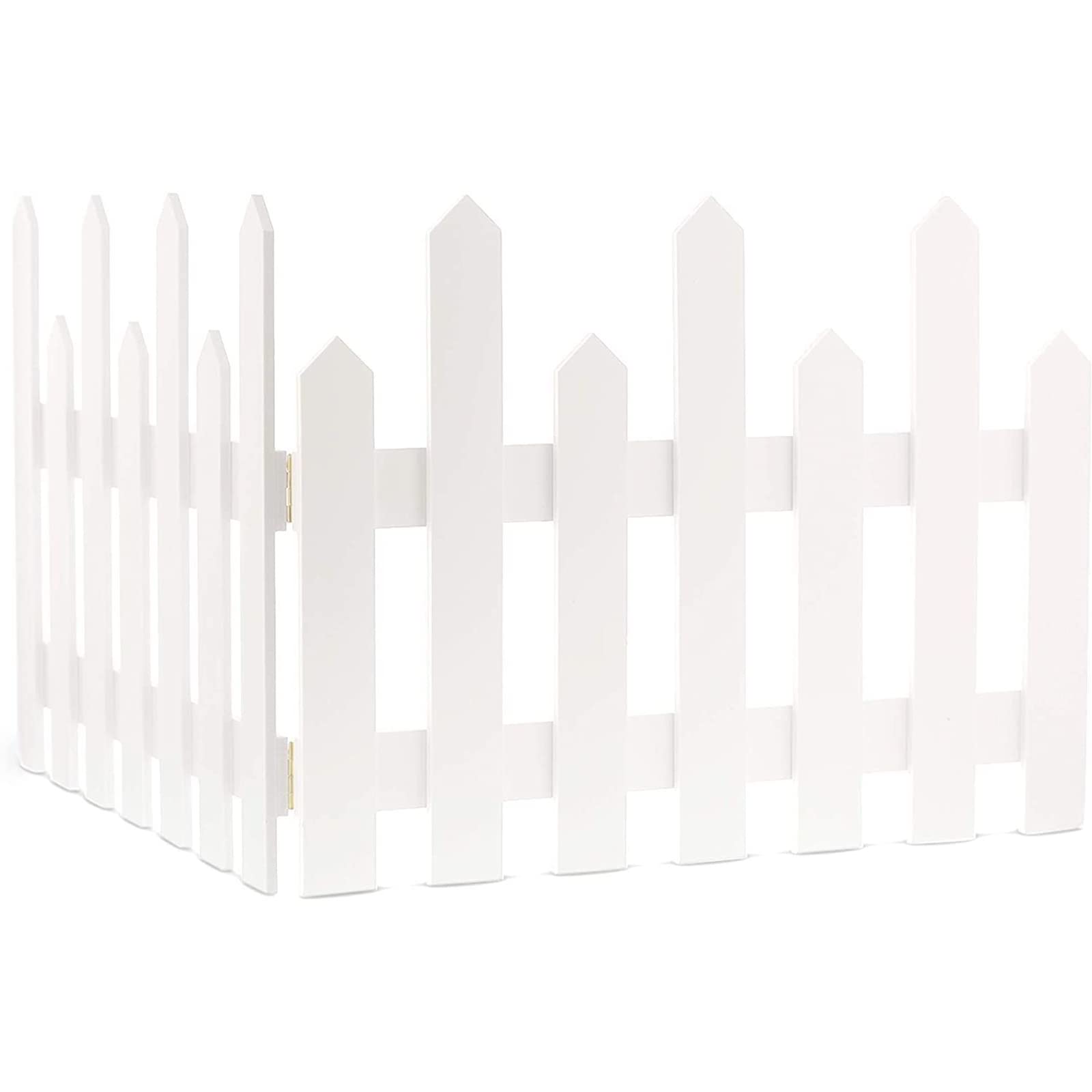 2-Piece Mini White Picket Fence for Christmas Tree or Garden Border (5 Feet Length x 1 Foot Height)