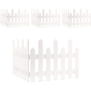 2-piece mini white picket fence for christmas tree or garden border (5 feet length x 1 foot height)