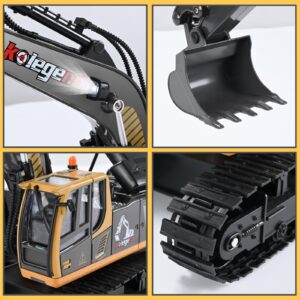 kolegend Remote Control Excavator Toy 16 Inch, 11 Channel RC Construction Vehicles Hydraulic Haulers Digger Toys Gift for 6 7 8 9 10 Years Old Kids Boys