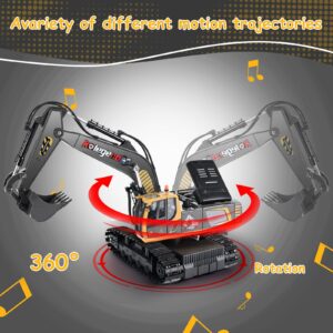 kolegend Remote Control Excavator Toy 16 Inch, 11 Channel RC Construction Vehicles Hydraulic Haulers Digger Toys Gift for 6 7 8 9 10 Years Old Kids Boys