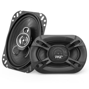 pyle 3-way universal car stereo speakers - 300w 4" x 6" triaxial loud pro audio car speaker universal oem quick replacement component speaker vehicle door/side panel mount compatible pl4163bk (pair)