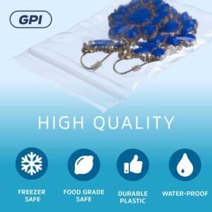 GPI Clear Plastic Reclosable ZIP Poly Bags, Case of 100, 2-mil Thick, 2 Inch x 3 Inch, for Travel, Storage, Shipping