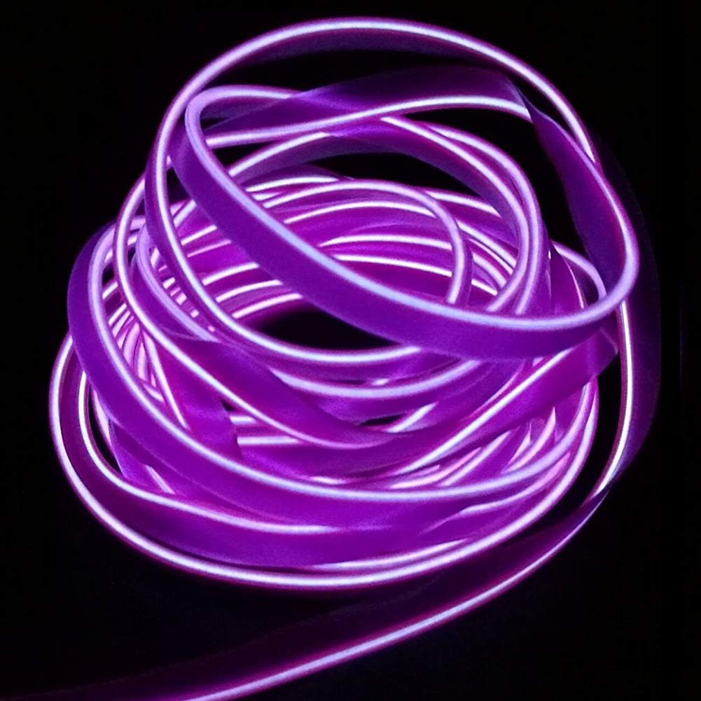 2M/6FT Car Strip Light USB Neon Lights El Wire for Cars Costume Cosplay Festival Decoration(2m,USB,Purple)