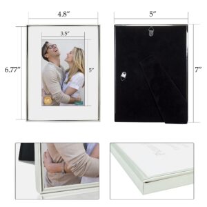 DECANIT 5x7 Picture Frame Set - Silver Metal Thin Frames for Wall or Tabletop Display of 3.5x5 Photos with Mat or 5x7 Without Mat - Gallery Wall Kit-6Pack