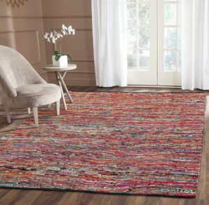 cotton multi chindi hand woven rugs - 8x10 feet rectangle hand braided bohemian colorful area rug - recycled braided chindi rugs- biodegradable area rugs 96x120 inch.