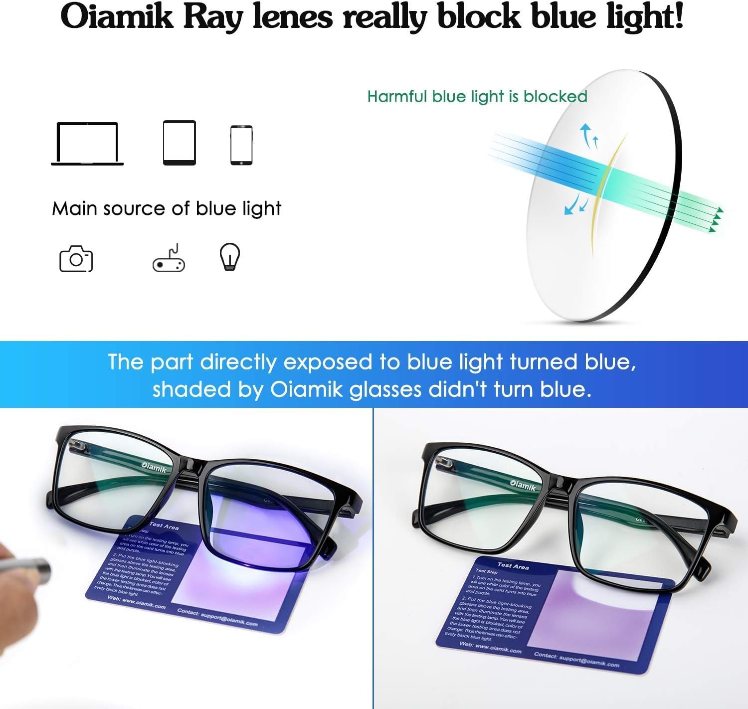 OIAMIK Blue Light Blocking Glasses: Computer Reading TV Phones Gaming Glasses Anti Eyestrain Blue Light Glasses for Woman/Men Anti UV Glare Eyeglasses (Black)