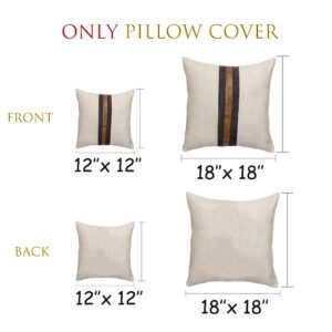 BOYSUM Farmhouse Decorative Outdoor Throw Pillow Covers for Couch Sofa Bed Brown Faux Leather Accent Pillow Cover Modern Decor Pillow Case 20 x 20 Inch (Beige)