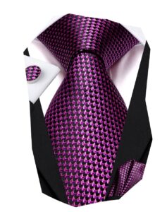 hi-tie mens purple and black ties set extra long silk formal necktie woven pocket suqare cufflinks set 63inches for wedding business