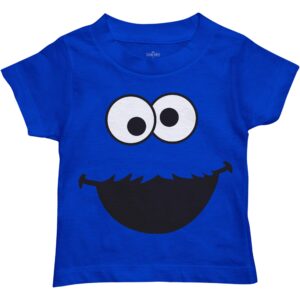 sesame street short sleeve t-shirt short sleeve tee - elmo & cookie monster big face tee (cookie monster, 3t)