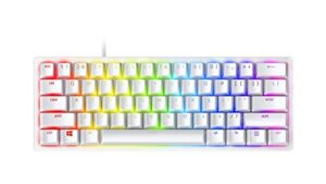 razer huntsman mini 60% gaming keyboard: fast keyboard switches - linear optical switches - chroma rgb lighting - pbt keycaps - onboard memory - mercury white