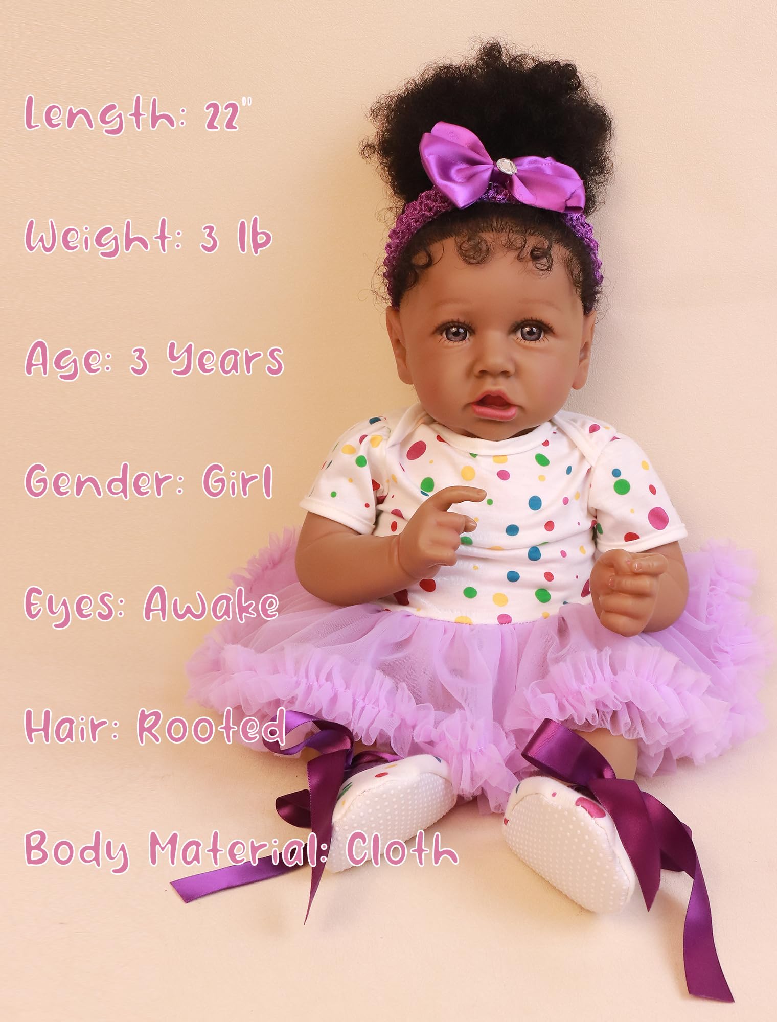 HOOMAI Lifelike Reborn Baby Dolls with Soft Body African American Realistic Girl Doll 22.8 Inch Best Birthday Gift Set