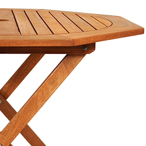 Sunnydaze Meranti Wood Octagon Outdoor Folding Patio Table - Teak Oil Finish