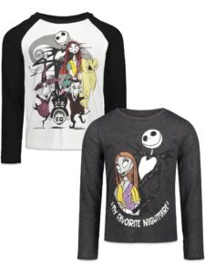 disney nightmare before christmas sally oogie boogie toddler girls 2 pack long sleeve t-shirts black/grey 2t