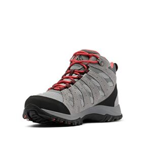 columbia women's redmond iii mid waterproof walking shoe hiking, steam/red coral, 7.5