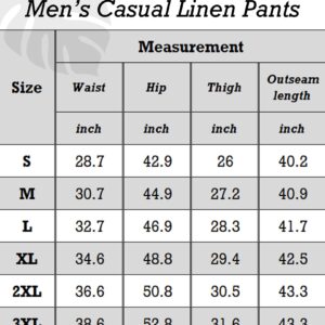 COOFANDY Men's Linen Cotton Pants Drawstring Waist Modern Waistband Trousers (Khaki, L)