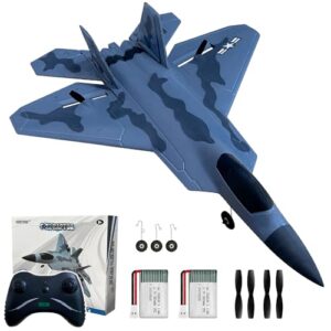 hawk's work 2 ch rc airplane, f-22 plane ready to fly, 2.4ghz remote control, easy to fly rc glider for kids & beginners