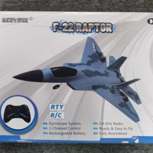 HAWK'S WORK 2 CH RC Airplane, F-22 Plane Ready to Fly, 2.4GHz Remote Control, Easy to Fly RC Glider for Kids & Beginners