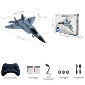 HAWK'S WORK 2 CH RC Airplane, F-22 Plane Ready to Fly, 2.4GHz Remote Control, Easy to Fly RC Glider for Kids & Beginners