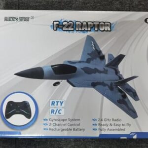 HAWK'S WORK 2 CH RC Airplane, F-22 Plane Ready to Fly, 2.4GHz Remote Control, Easy to Fly RC Glider for Kids & Beginners