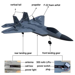 HAWK'S WORK 2 CH RC Airplane, F-22 Plane Ready to Fly, 2.4GHz Remote Control, Easy to Fly RC Glider for Kids & Beginners