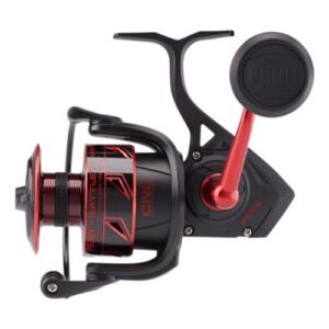 PENN Battle III Spinning Inshore Fishing Reel, HT-100 Front Drag, max of 15lb | 6.8kg, Made with Sturdy All-Aluminum Composition for Durability, 4000, Black and Red