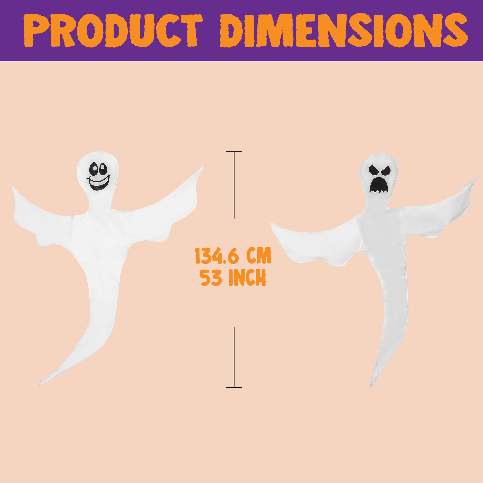 JOYIN 2 Pack 53" Halloween Bendable Tree Wrap Ghost for Halloween Decoration Outdoor, Lawn Decor, Tree, Pilar Decorations, Ghost Party Supplies