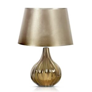 urban lifestyle brass metallic teardrop base table lamp with gold shade