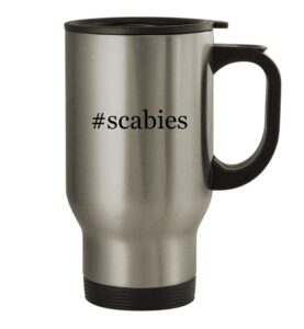 knick knack gifts #scabies - 14oz stainless steel hashtag travel coffee mug, silver