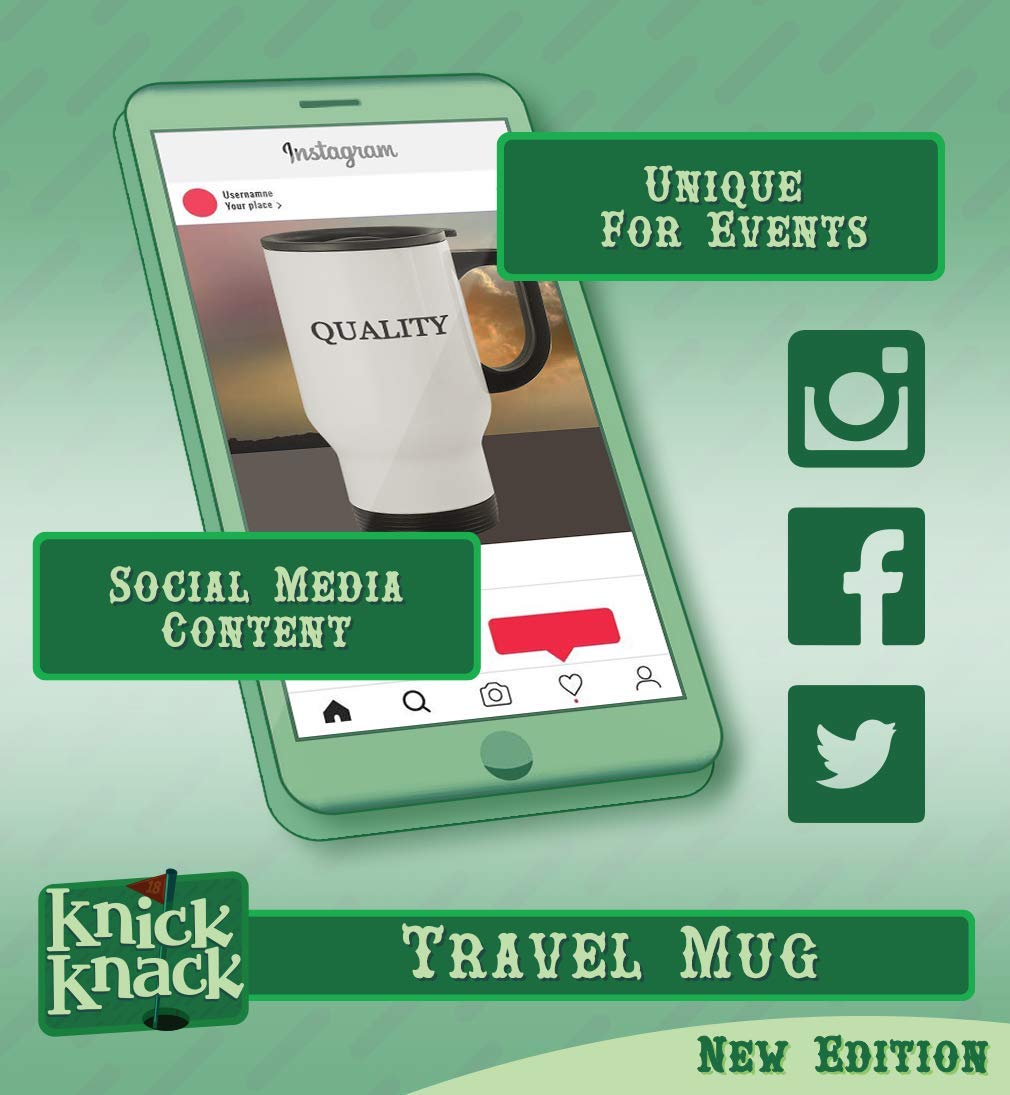 Knick Knack Gifts #officiator - 14oz Stainless Steel Hashtag Travel Coffee Mug, Silver