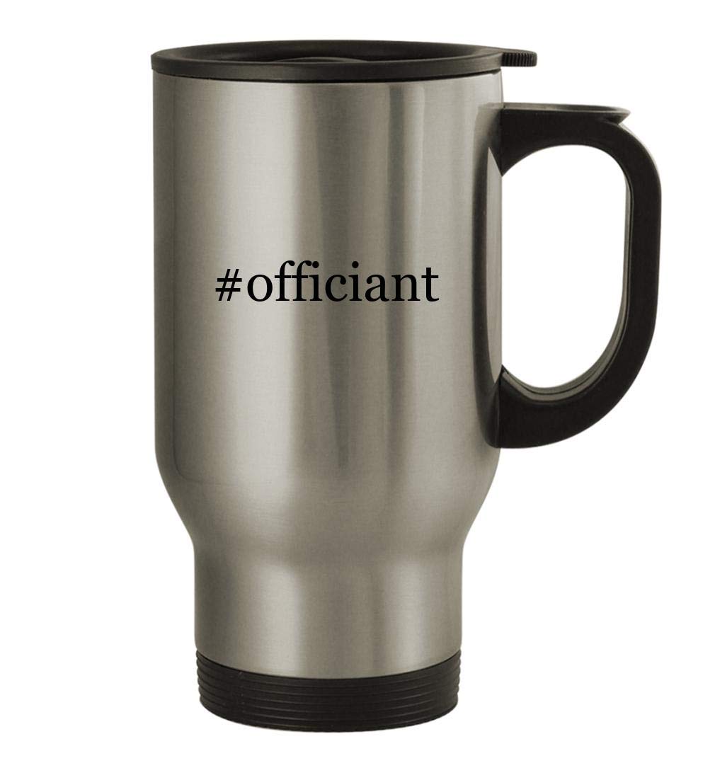 Knick Knack Gifts #officiant - 14oz Stainless Steel Hashtag Travel Coffee Mug, Silver