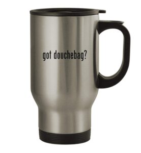 knick knack gifts got douchebag? - 14oz stainless steel travel coffee mug, silver