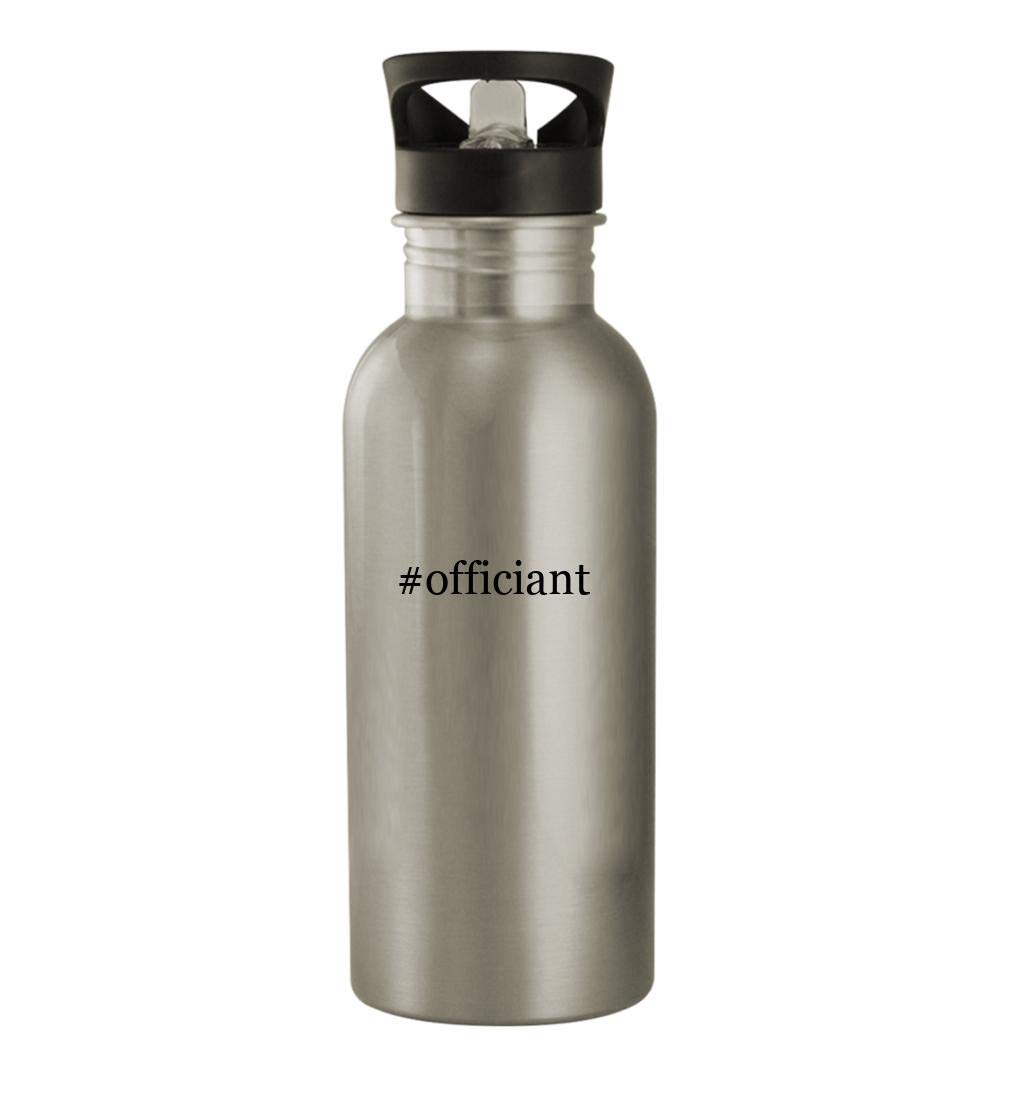 Knick Knack Gifts #officiant - 20oz Stainless Steel Hashtag Outdoor Water Bottle, Silver