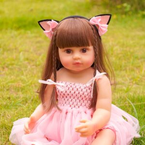 MNMJ Lifelike Reborn Baby Dolls - 22-inch Soft Body Realistic Newborn Baby Dolls Silicone Full Body Real Life Baby Dolls with Feeding Kit Toys Accessories for Ages 3+ Year Old Girls or Collection