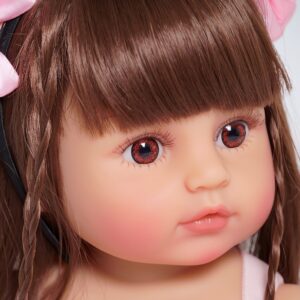 MNMJ Lifelike Reborn Baby Dolls - 22-inch Soft Body Realistic Newborn Baby Dolls Silicone Full Body Real Life Baby Dolls with Feeding Kit Toys Accessories for Ages 3+ Year Old Girls or Collection