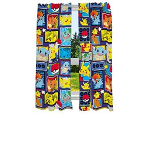 franco kids room window curtains drapes set, 82 x 63 in, pokemon