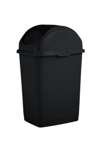 superio medium trash can with lid 4.5 gallon plastic swing top garbage can slim waste bin for under sink/cabinet, laundry room, kitchen, office, bedroom, bathroom, college dorm, 18 qt, black