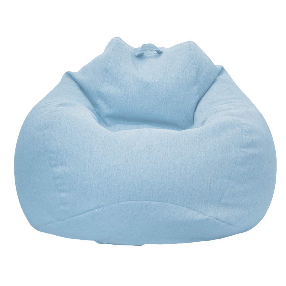 Stuffed Animal Storage Bean Bag Cover (No Filler) Extra Soft Beanbag Seat Chair Covers-Cotton Linen Memory Foam Beanbag Replacement Cover for Adults Children without Filling