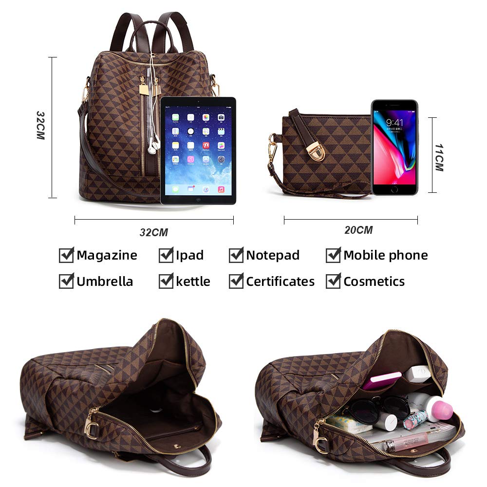 Makes Backpack Purse for Women PU Leather backpack Design Convertible handbag with Purse 2 Piece