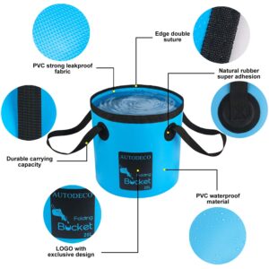 AUTODECO Collapsible Bucket 5 Gallon Container Folding Water Bucket Portable Wash Basin for Camping Fishing Travelling Outdoor Gardening Car Washing Blue 1Pcs 20L