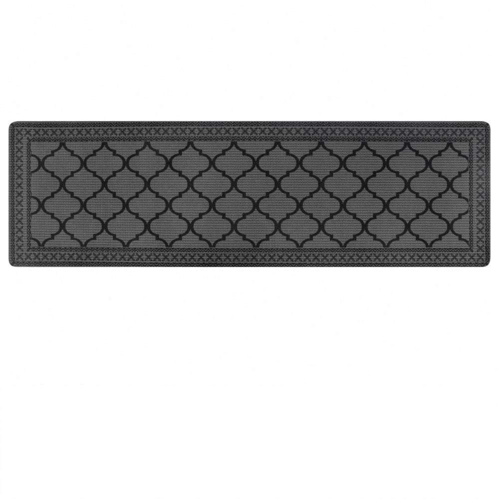 Carvapet Moroccan Trellis Non-Slip Doormat Durable Honeycomb Texture Kitchen Rug Runner Carpet, Indoor Outdoor, Easy Clean, Low-Pile Mats for Entry, Garage, Patio, High Traffic Areas, 18"x59", Grey