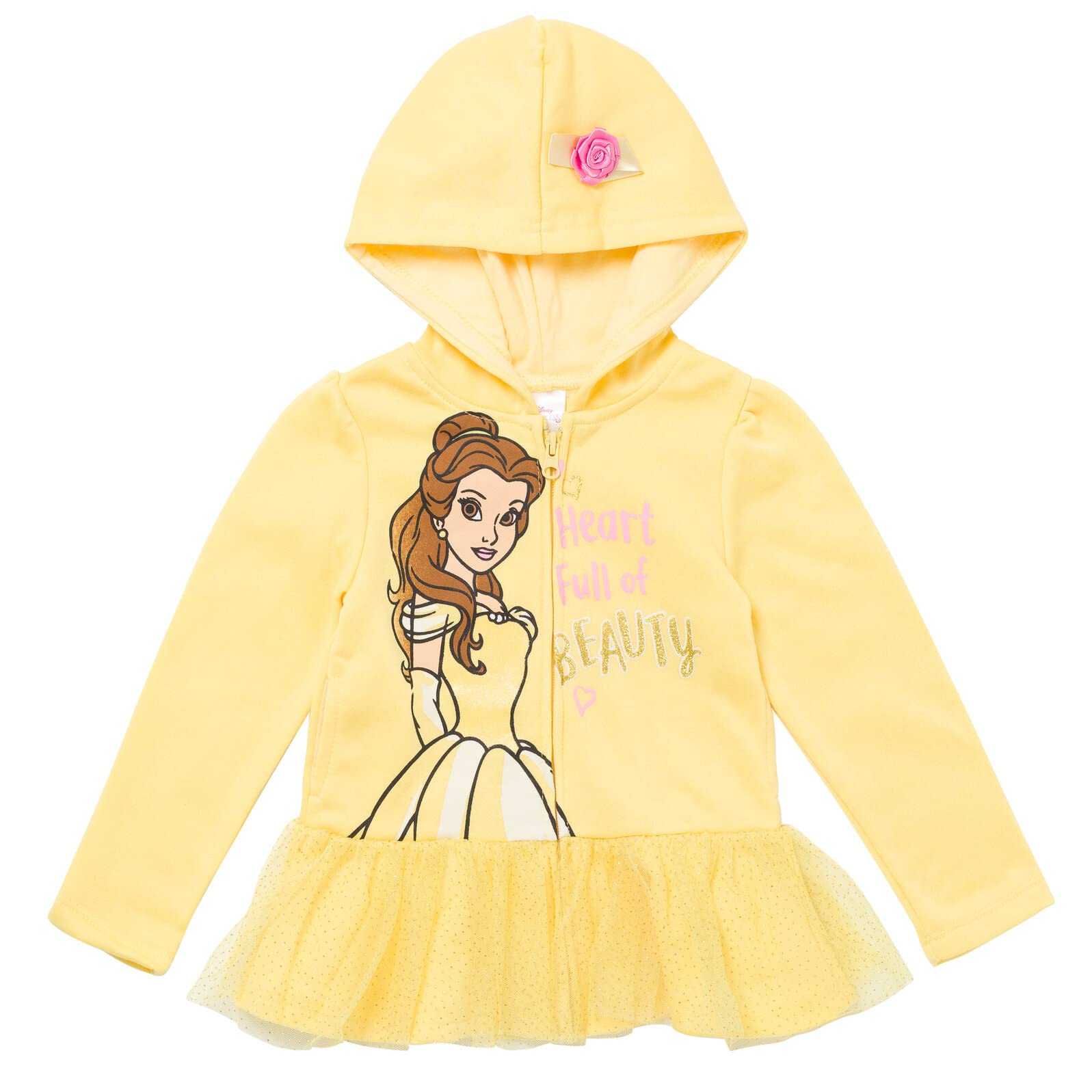 Disney Princess Belle Toddler Girls Zip Up Peplum Hoodie 4T